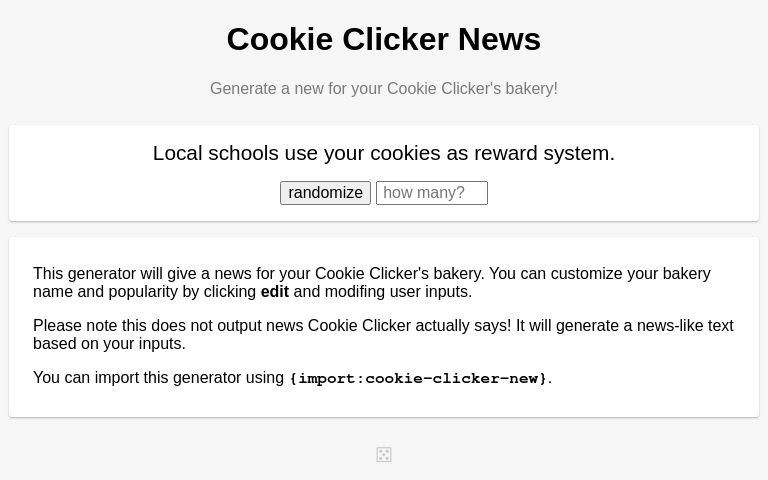 Cookie Clicker News ― Perchance Generator
