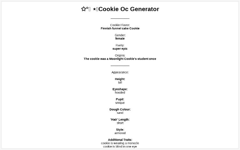 ⋆⸜Cookie Oc Generator