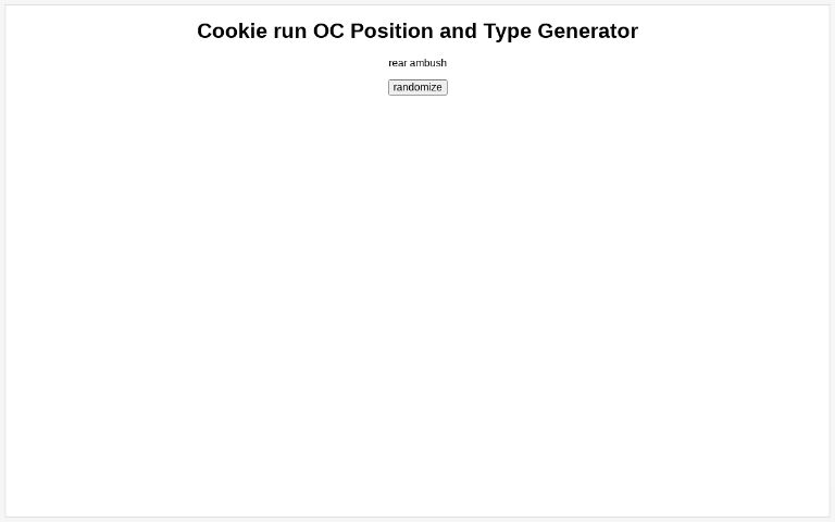 Cookie run OC Position and Type Generator