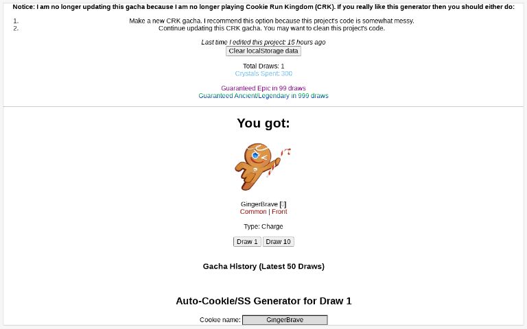 Cookie Run Kingdom Gacha Simulator - Testing Updates ― Perchance Generator