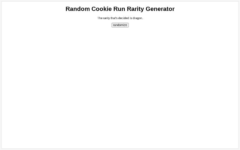 Random Cookie Run Rarity Generator