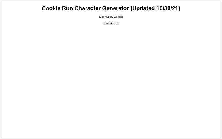 Cookie Run Character Generator (Updated 10/30/21)