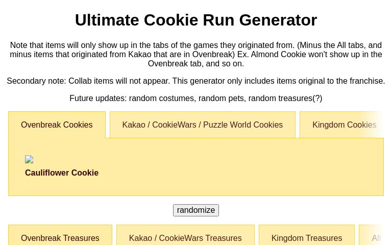 Ultimate Cookie Run Generator
