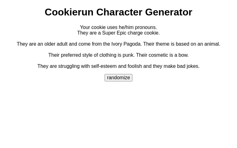 Cookierun Character Generator
