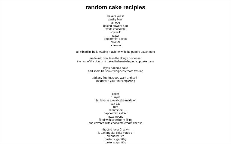 random cake recipies ― Perchance Generator