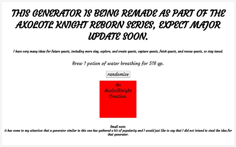 Cool and Simple Side Quests ― Perchance Generator