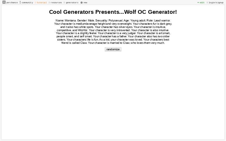 Cool Generators Presents...Wolf OC Generator!