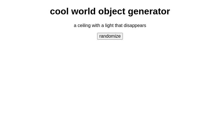 cool world object generator