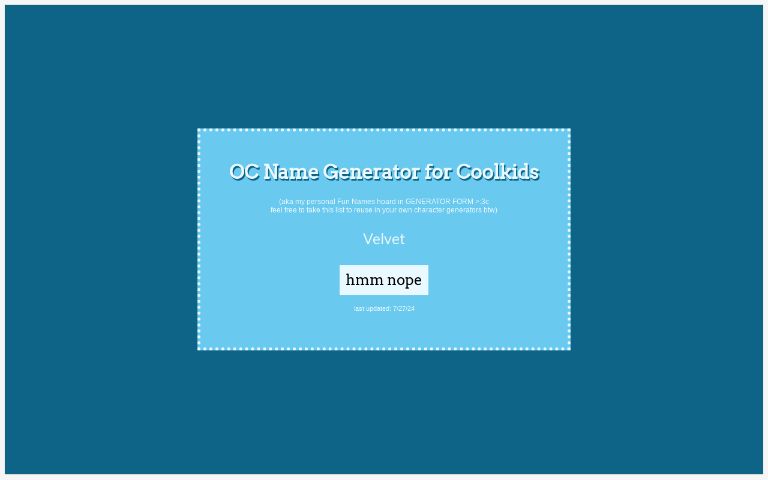 OC Name Generator for Coolkids