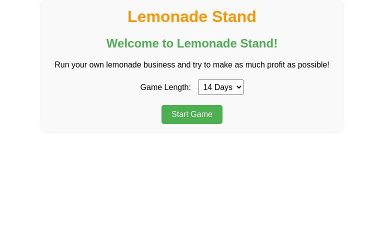 Lemonade Stand ― Perchance Generator