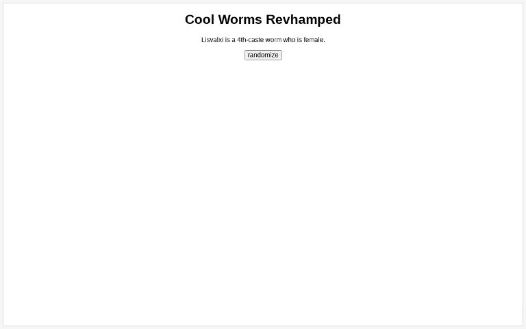 Cool Worms Revhamped ― Perchance Generator
