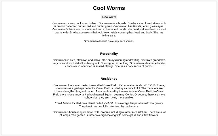 Cool Worms ― Perchance Generator