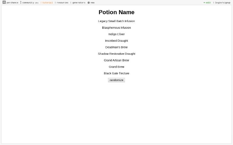 Potion Name ― Perchance Generator