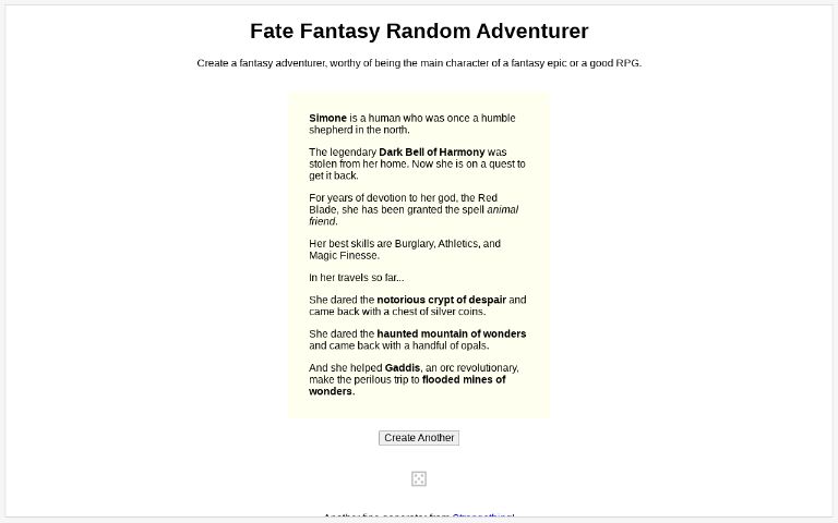 Fate Fantasy Random Adventurer ― Perchance Generator