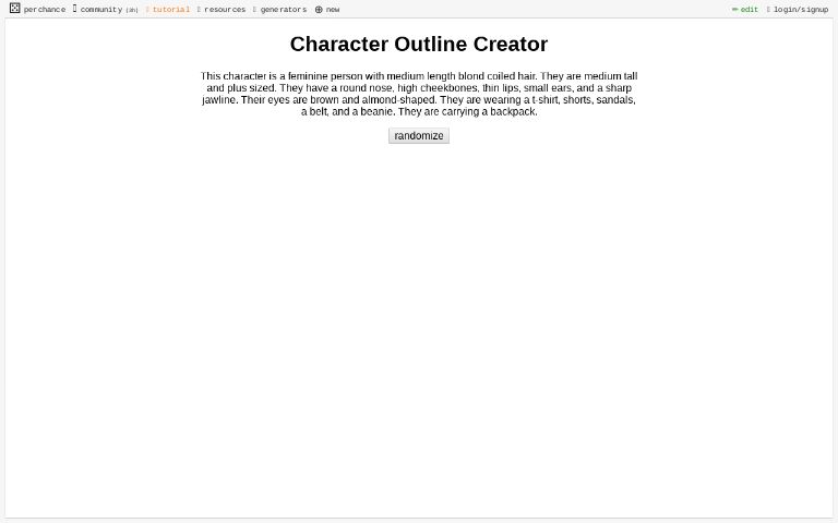 Character Outline Creator ― Perchance Generator