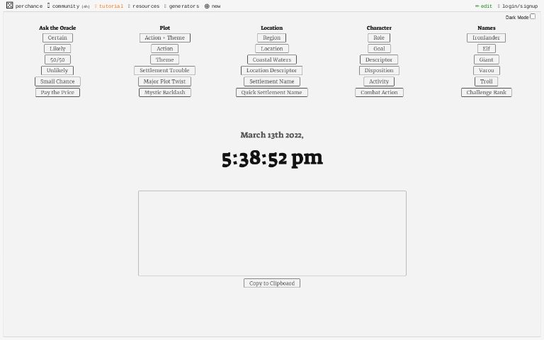 Ironsworn Oracles ― Perchance Generator