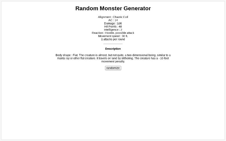 Random Monster Generator