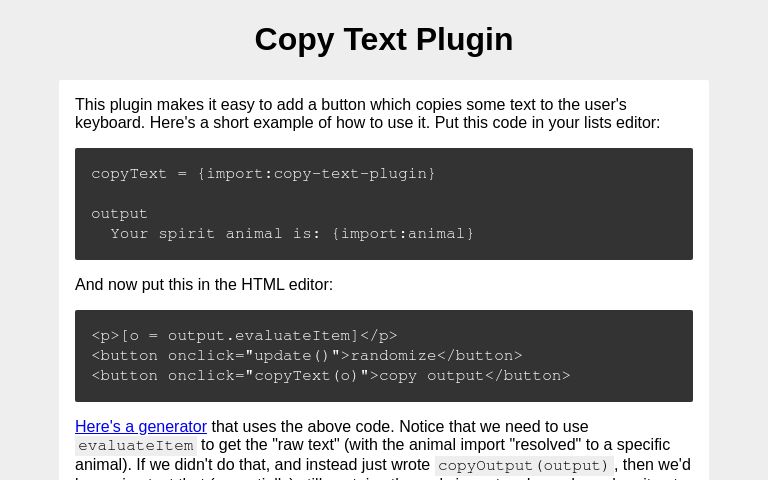 Copy Text Plugin