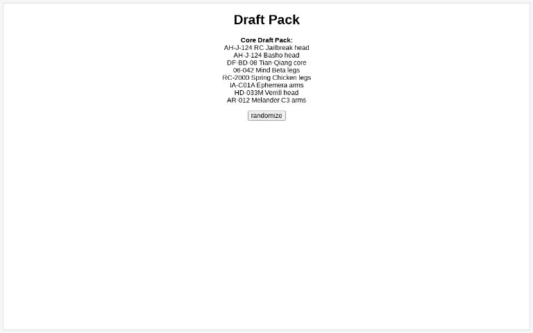 Draft Pack ― Perchance Generator