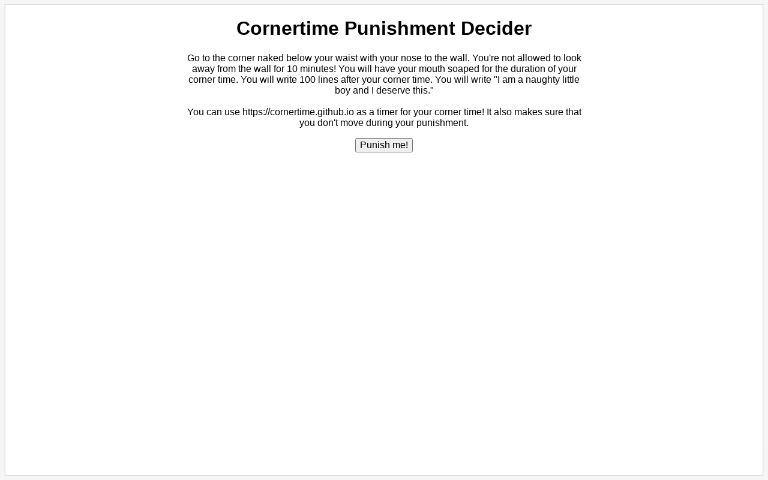 Cornertime Punishment Decider ― Perchance Generator