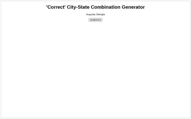 'Correct' City-State Combination Generator