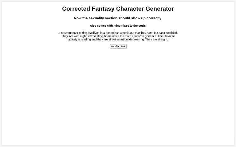 Fantasy Character Generator