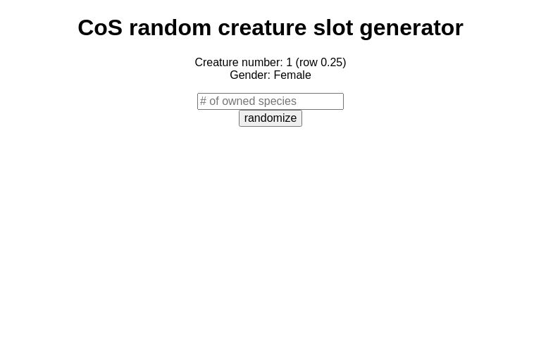 CoS random creature slot generator
