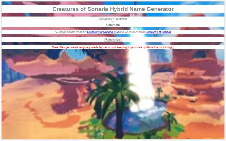 Creatures of Sonaria Hybrid Name Generator