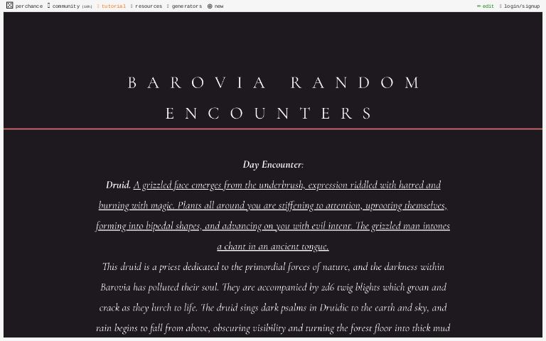 CoS Random Encounters ― Perchance Generator