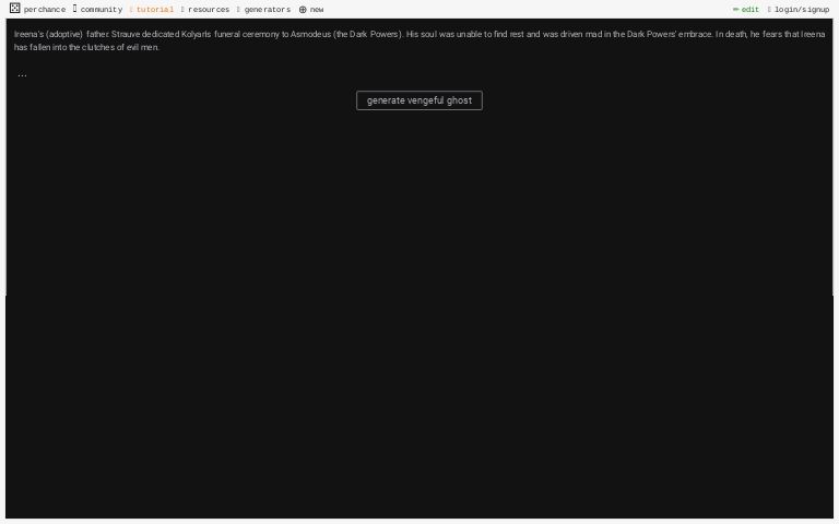 Vengeful Ghost ― Perchance Generator