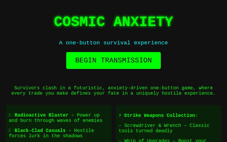 COSMIC ANXIETY ― Perchance Generator