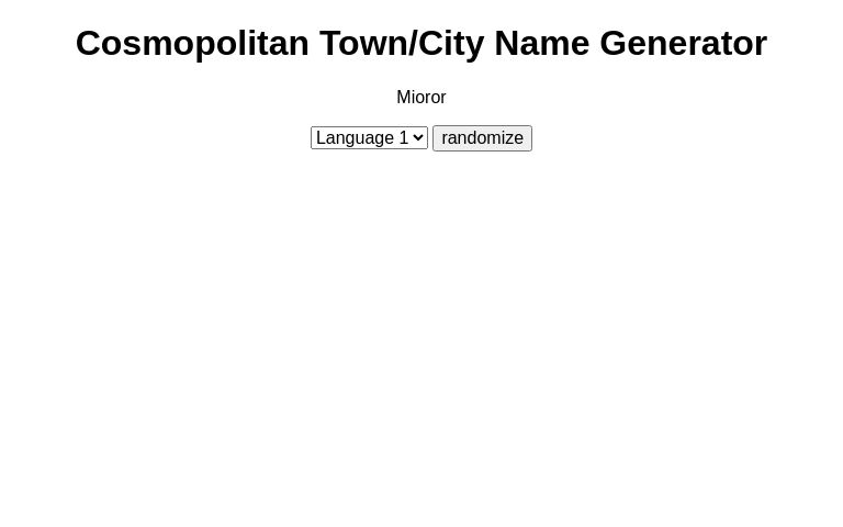 Cosmopolitan Town/City Name Generator