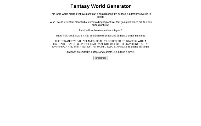 Fantasy World Generator