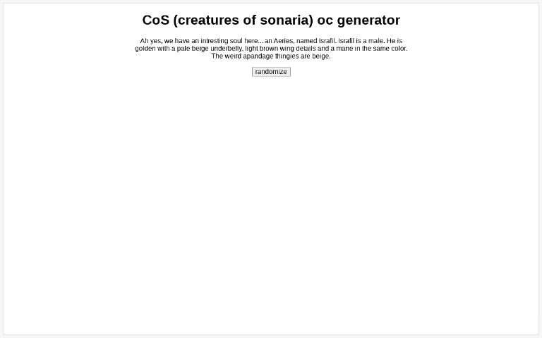 CoS (creatures of sonaria) oc generator