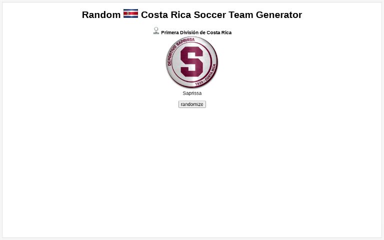Random Costa Rica Soccer Team Generator
