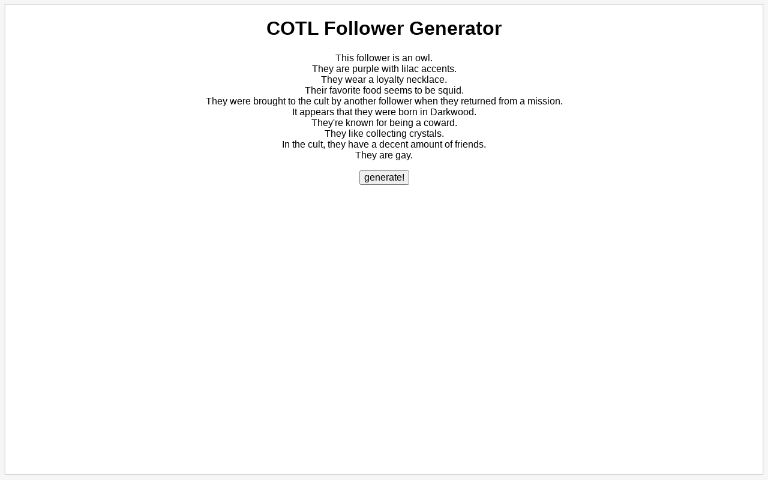 COTL Follower Generator