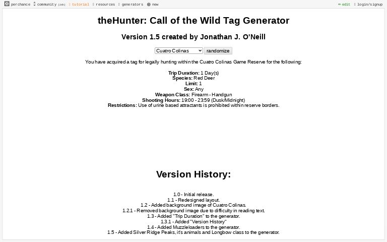 theHunter: Call of the Wild Tag Generator