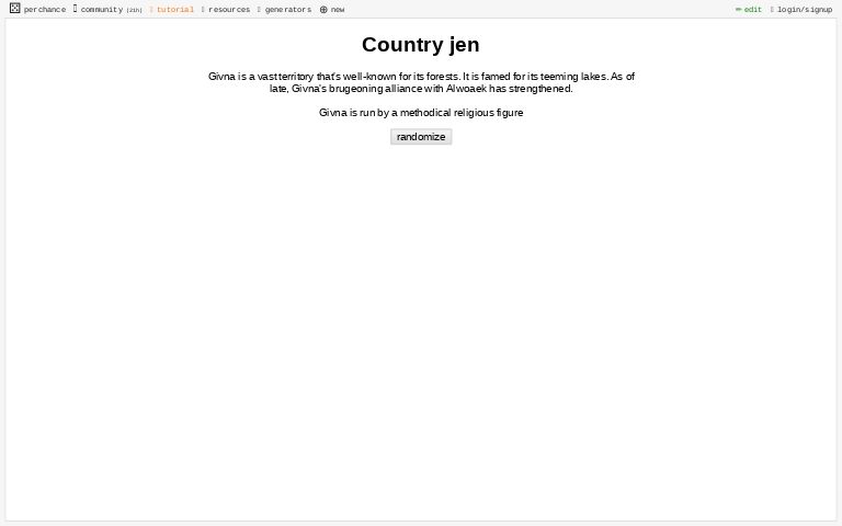 Country jen ― Perchance Generator