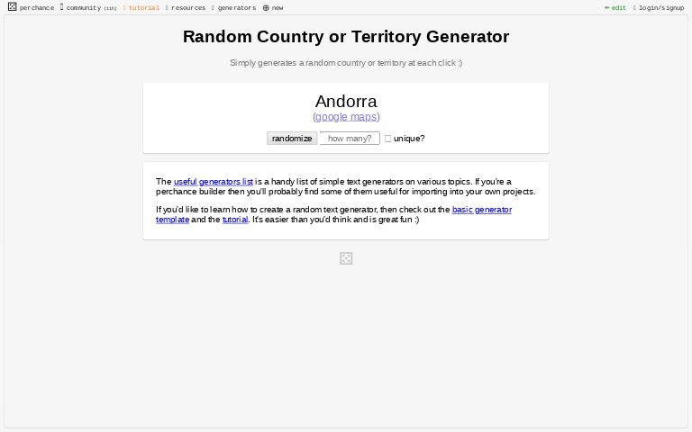 Random Country or Territory Generator