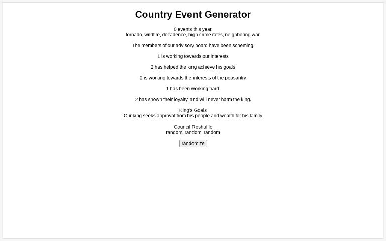Country Event Generator