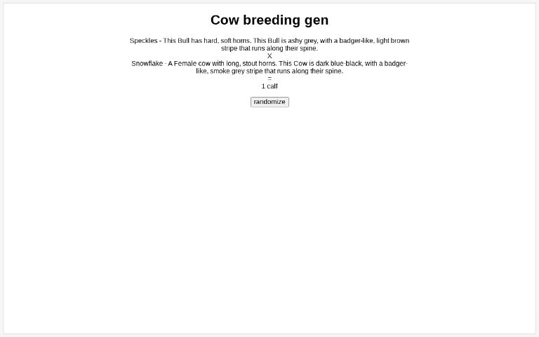Cow breeding gen ― Perchance Generator
