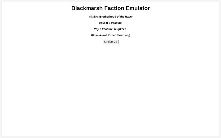 Blackmarsh Faction Emulator ― Perchance Generator