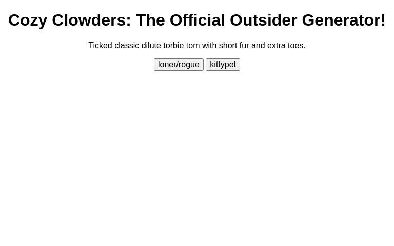 Cozy Clowders: The Official Outsider Generator!