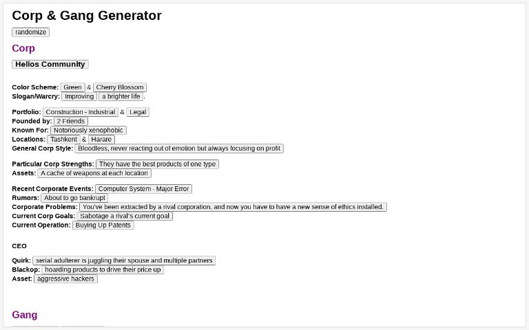 Corp & Gang Generator