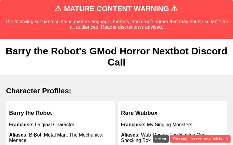 Barry the Robot's GMod Horror Nextbot Discord Call ― Perchance Generator
