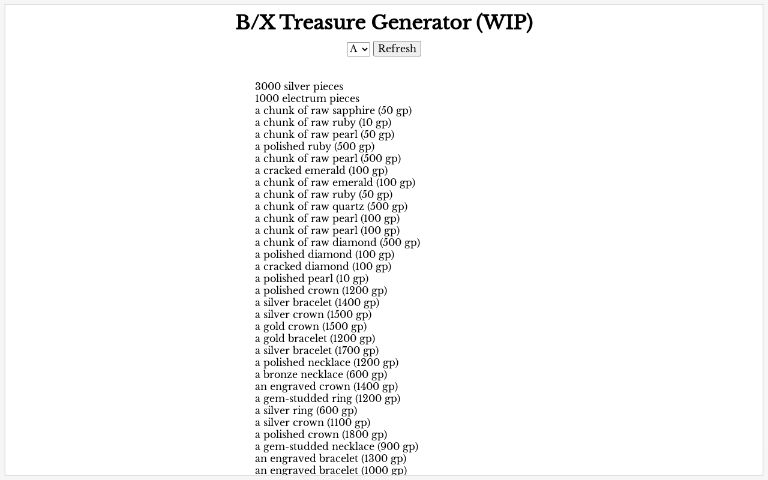 B/X Treasure Generator (WIP)