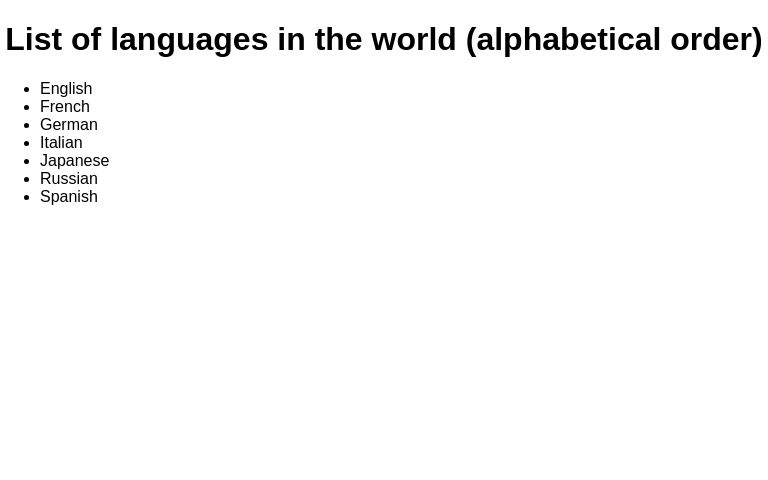 List of languages in the world (alphabetical order) ― Perchance Generator