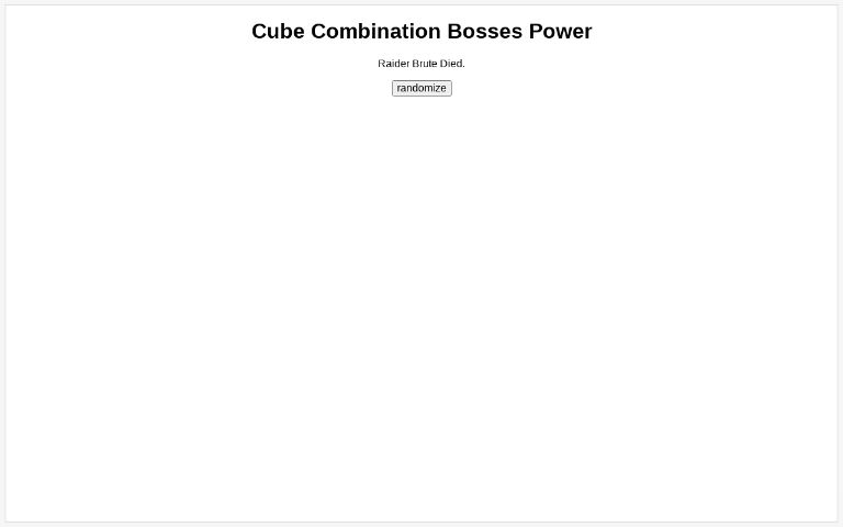 Cube Combination Bosses Power ― Perchance Generator