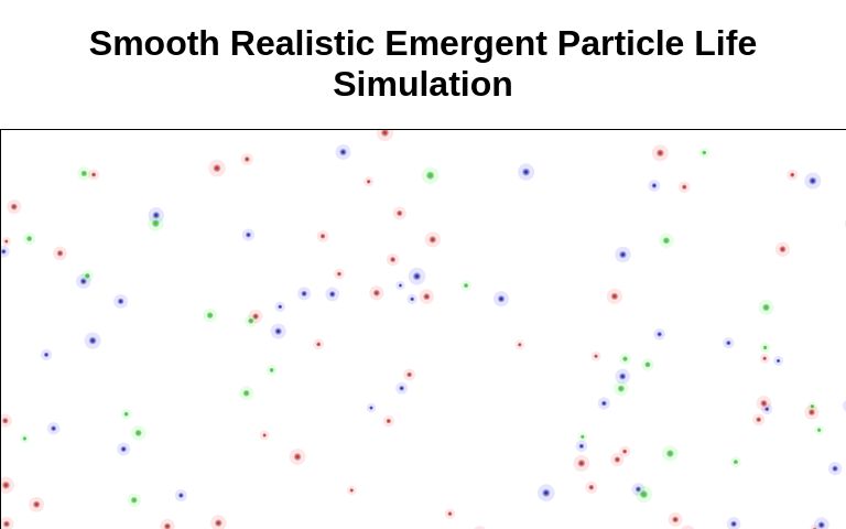Smooth Realistic Emergent Particle Life Simulation ― Perchance Generator