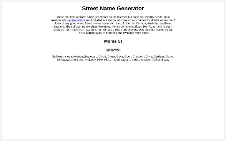 Street Name Generator